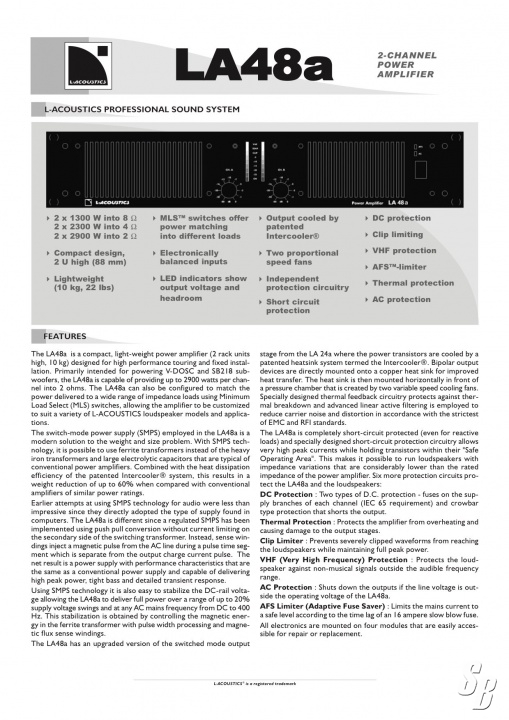 Listing - L'ACOUSTICS LA48A POWER AMPLIFIER - Detail - AMPLIFIER ...