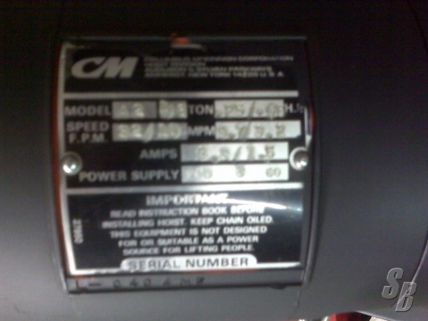 Listing - CM CHAIN MOTORS, 250LBS - Detail - HOIST - SoundBroker.com